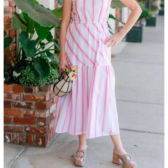 Anna Cate | Dresses | New Anna Cate Brandi Midi Dress In Pink Stripe ...